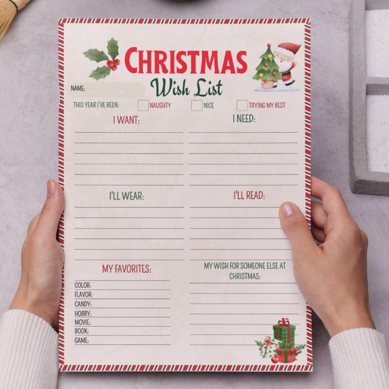 Christmas Wish List for Kids: Printable Letter to Santa (PDF) - Etsy