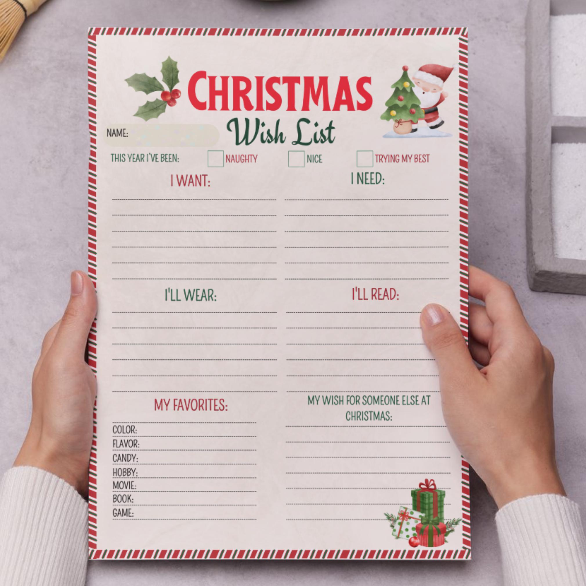 Christmas Wish List for Kids: Printable Letter to Santa (PDF) - Etsy