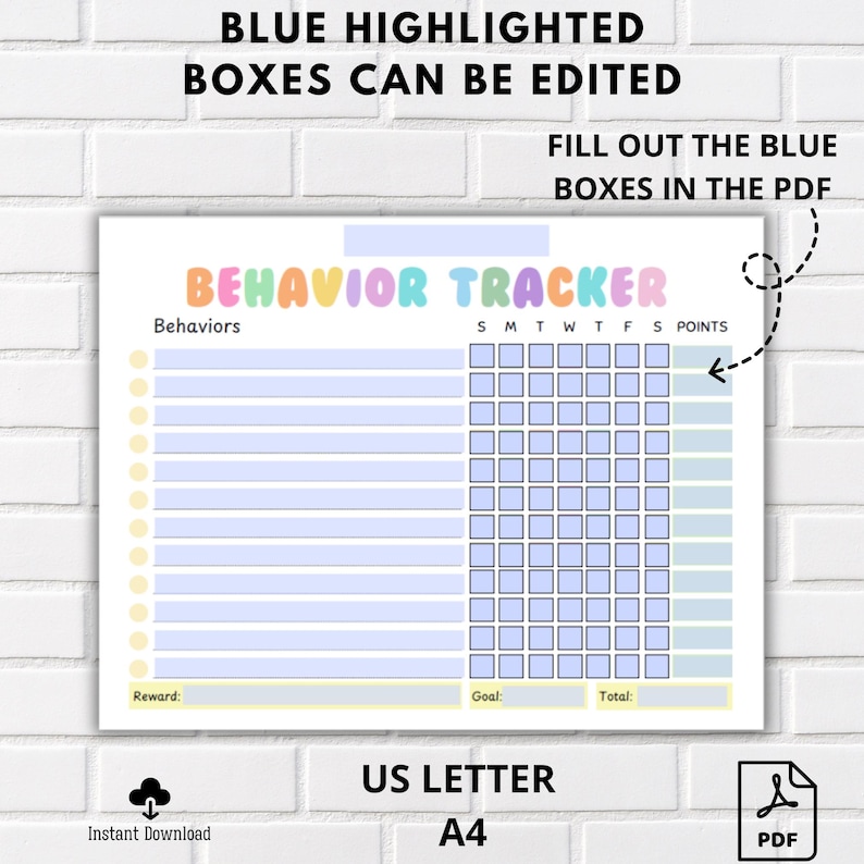 Behavior Reward Chart for Kids, Good Behavior Tracking, Children ...