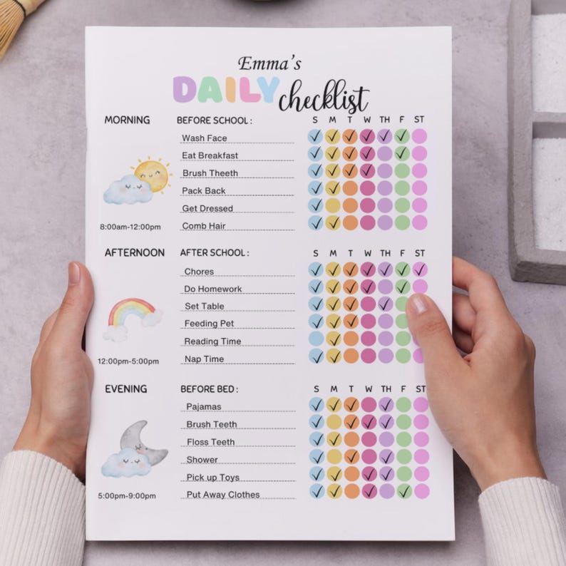 Kids Daily School Checklist, Responsibility Chart, to Do List, Editable ...