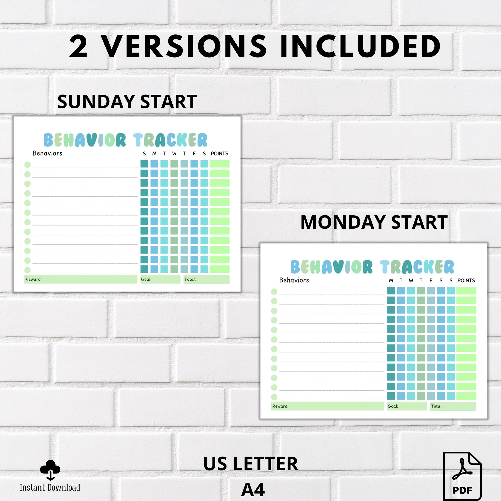 Editable Kids Behavior Chart: Reward Tracker (printable Digital ...