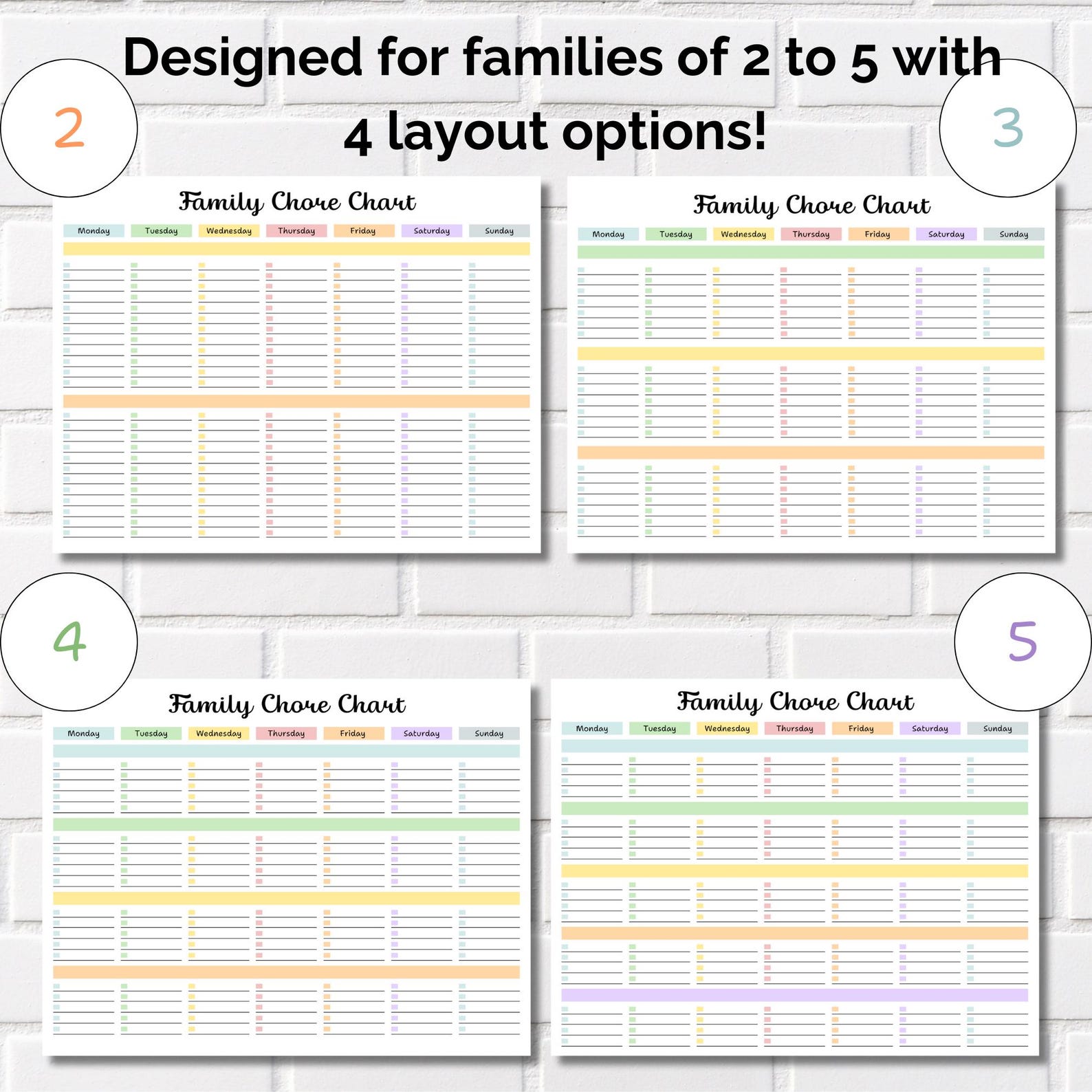 EDITABLE Family Chore Chart, Printable Weekly Chore List, Kids, Adults ...