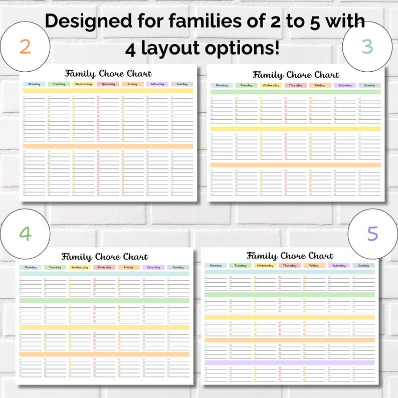 EDITABLE Family Chore Chart, Printable Weekly Chore List, Kids, Adults ...