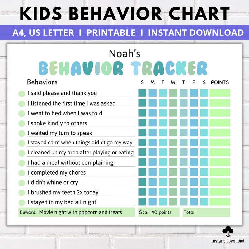 Kids Behavior Chart Blank - Etsy