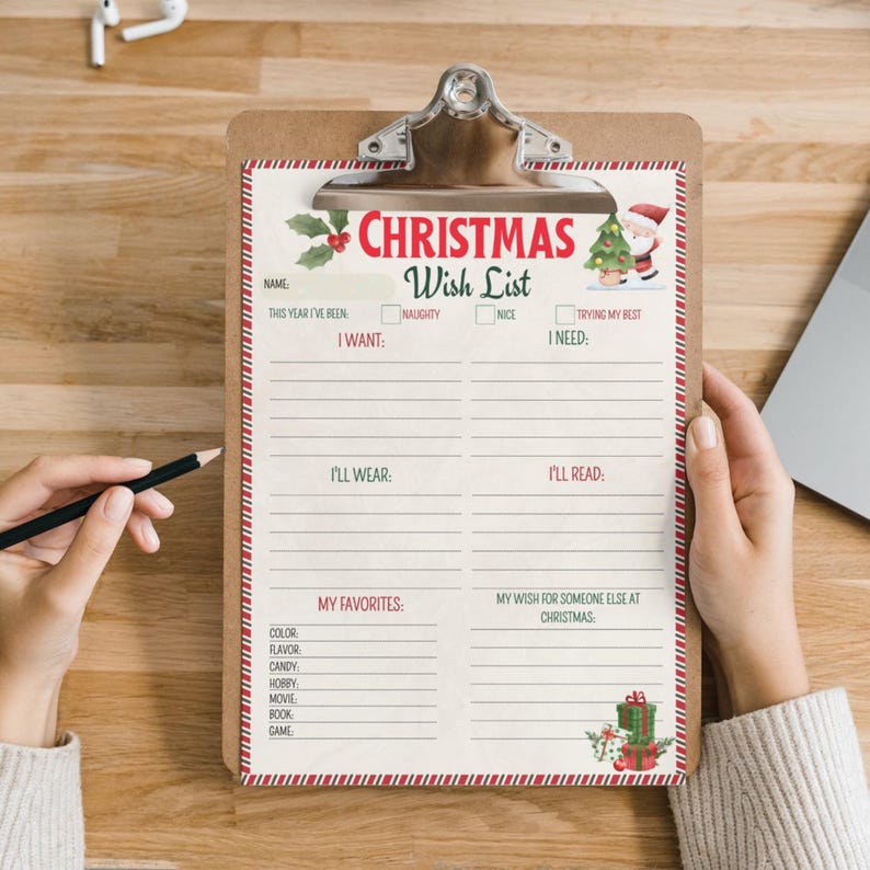 Christmas Wish List for Kids: Printable Letter to Santa (PDF) - Etsy