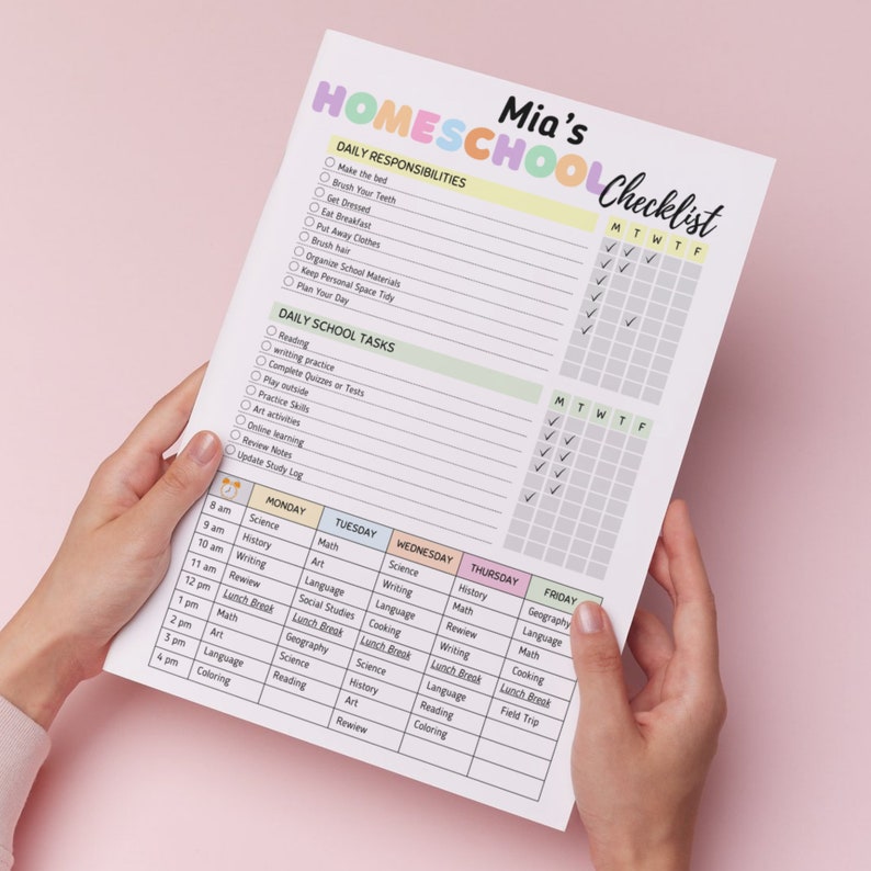 Editable Homeschool Checklist: Daily & Weekly Planner (digital Download ...