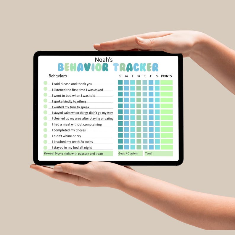 Editable Kids Behavior Chart: Reward Tracker (printable Digital ...