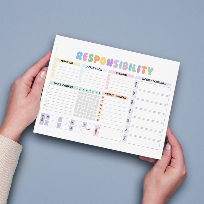 Editable Responsibility Chore Chart for Kids | Printable | Kids Daily ...