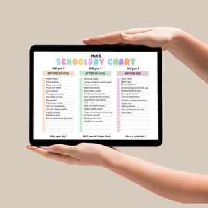 Editable Kids School Day Checklist: Morning, After School, Bedtime ...