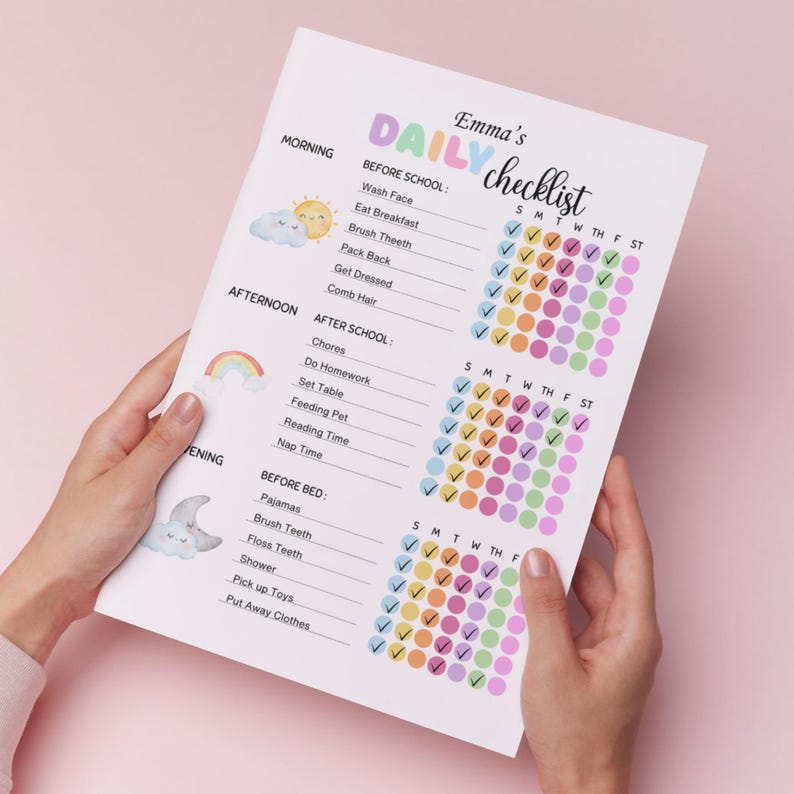 Kids Daily School Checklist, Responsibility Chart, to Do List, Editable ...