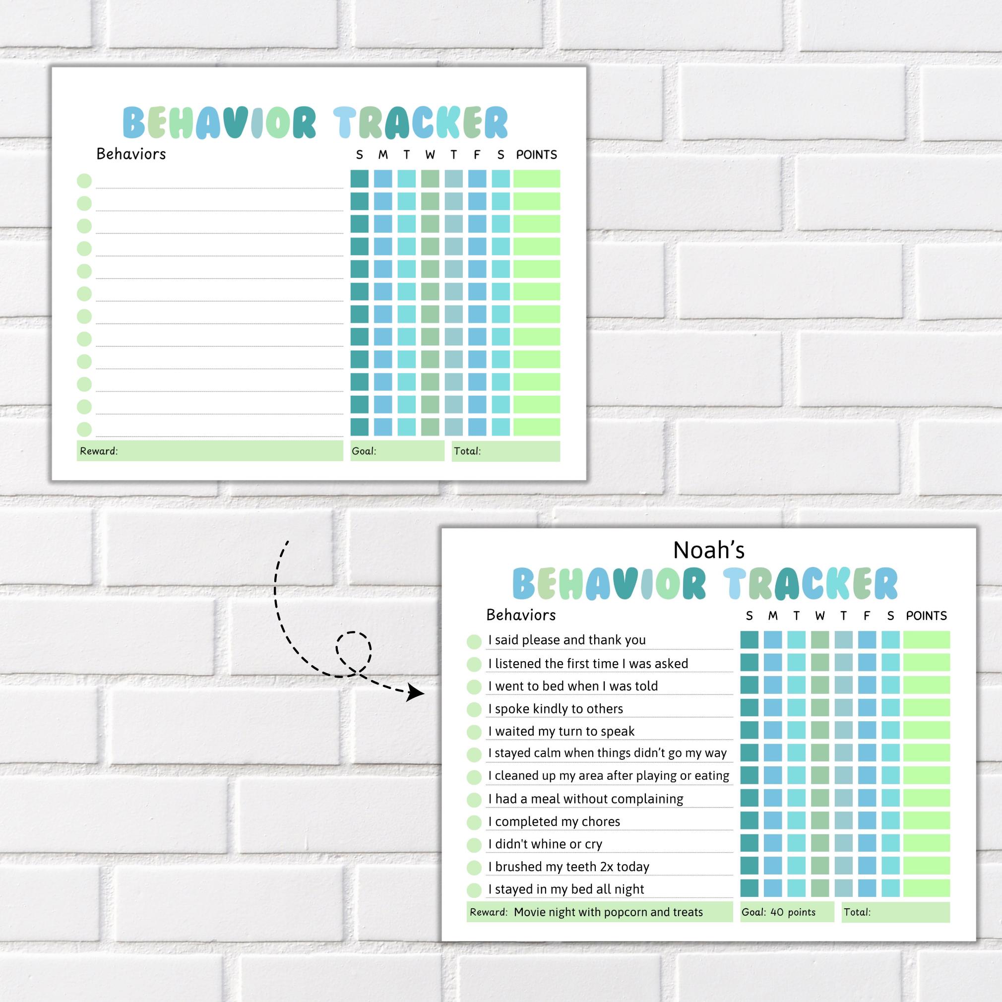 Editable Kids Behavior Chart: Reward Tracker (printable Digital ...