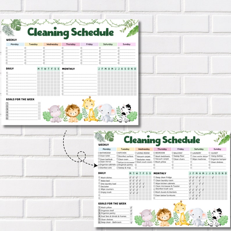 Printable Cleaning Schedule, EDITABLE Cleaning Planner, Cleaning ...