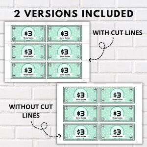 Printable Kids Reward Bucks: Chore Chart, Mom Money (fillable, Editable ...