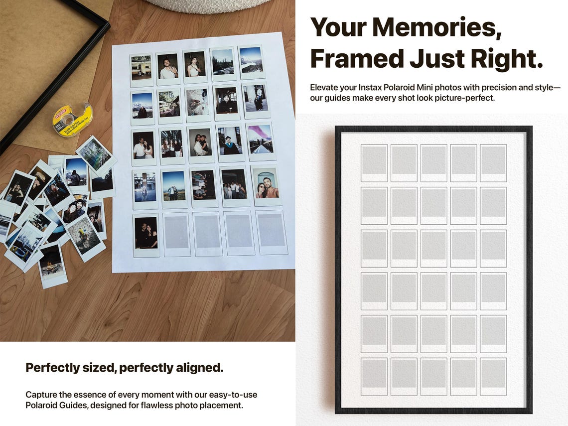 Instax Mini Photo Frame Guide DIY Collage Template Guide Layout for ...