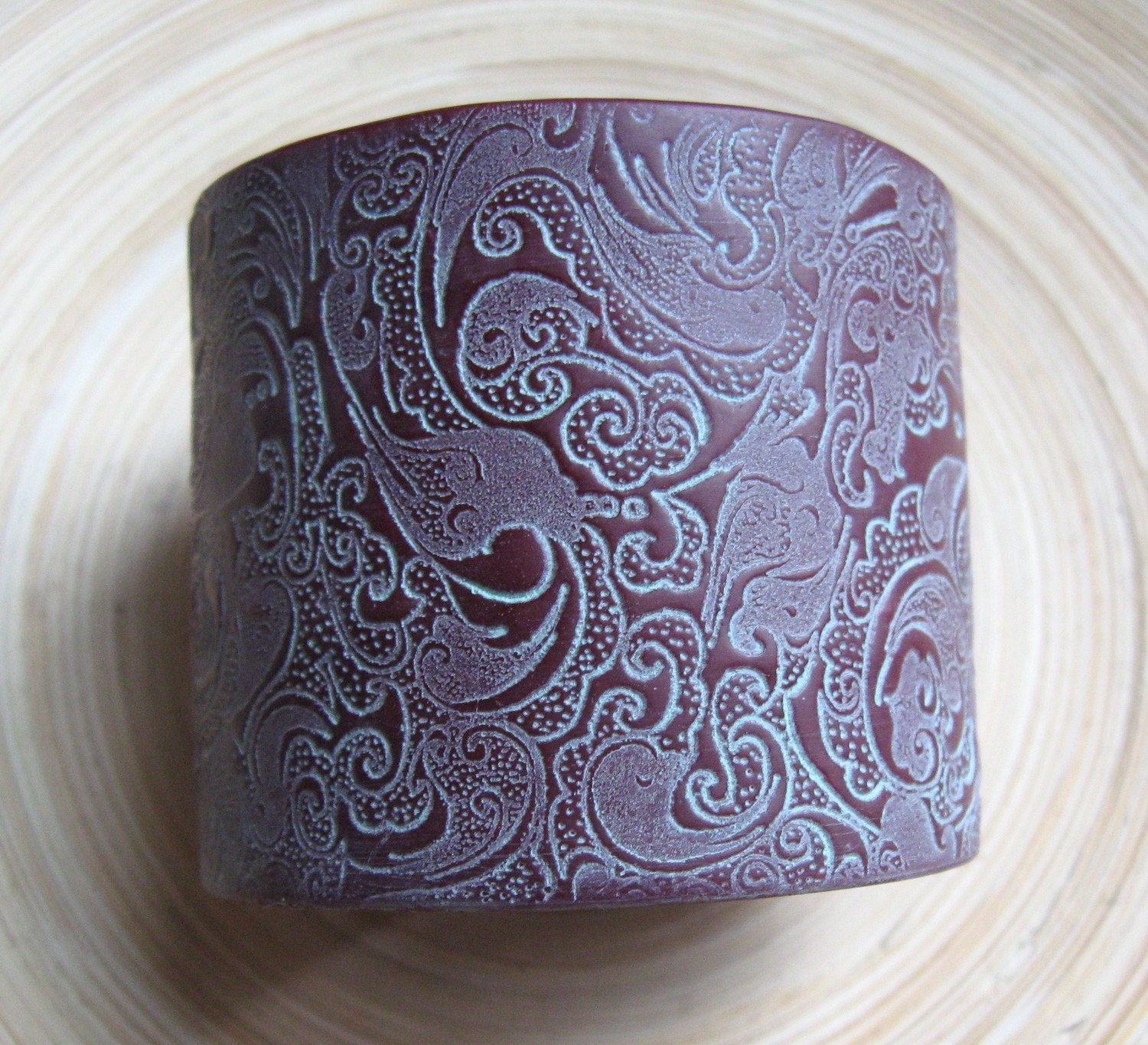 Crimson Burgundy Polymer Clay Patina Asian Ornate Style Cuff - Etsy
