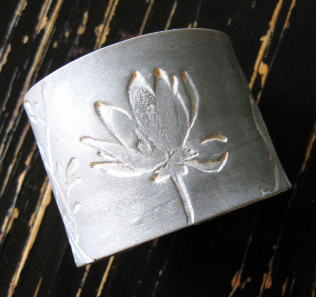 Silver Cuff Bracelet Asian Magnolia Design, Handmade Cuff Bracelets by ...