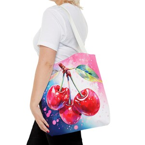 Red Cherry Print Tote Bag - Etsy UK
