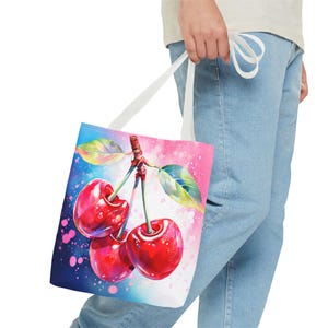 Red Cherry Print Tote Bag - Etsy UK