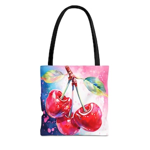 Red Cherry Print Tote Bag - Etsy UK