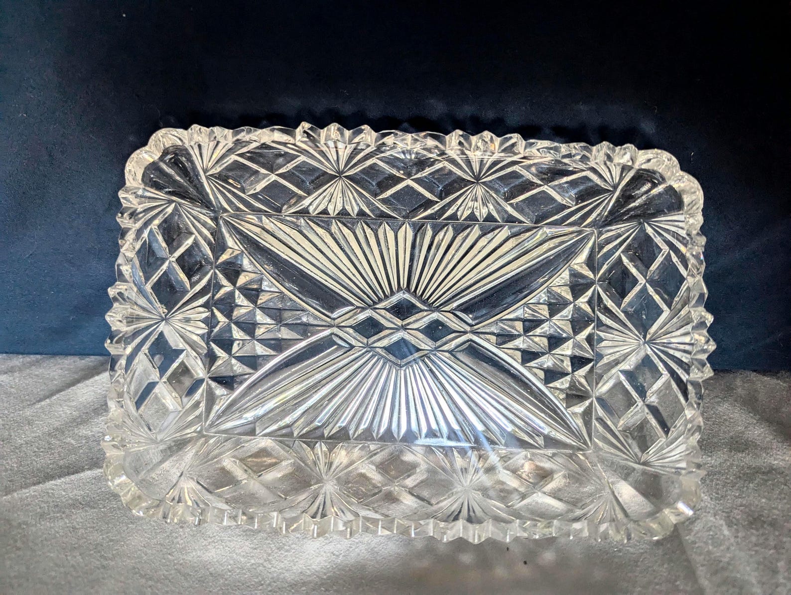Vintage Cut Glass Serving Dish - Etsy
