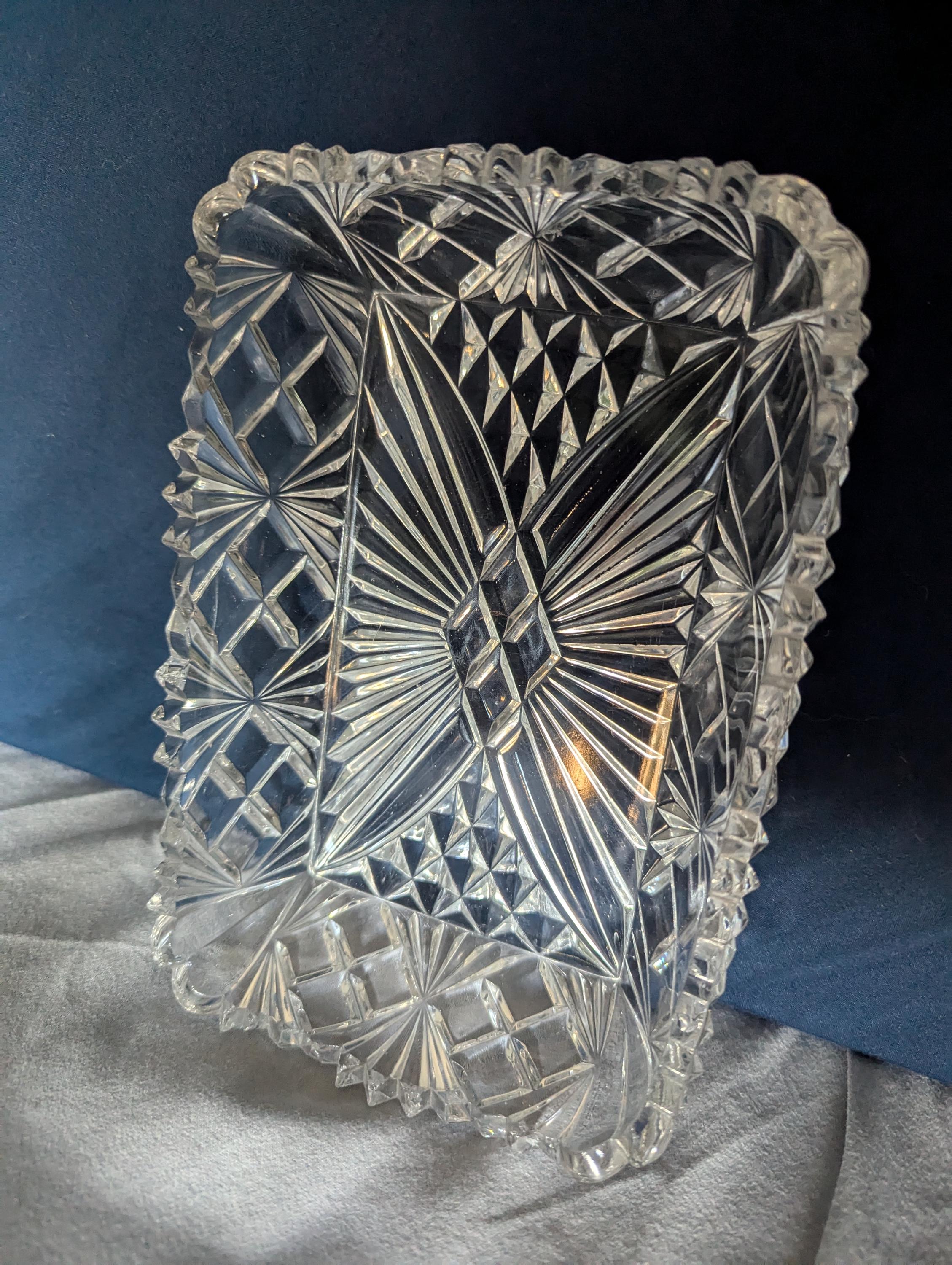Vintage Cut Glass Serving Dish - Etsy