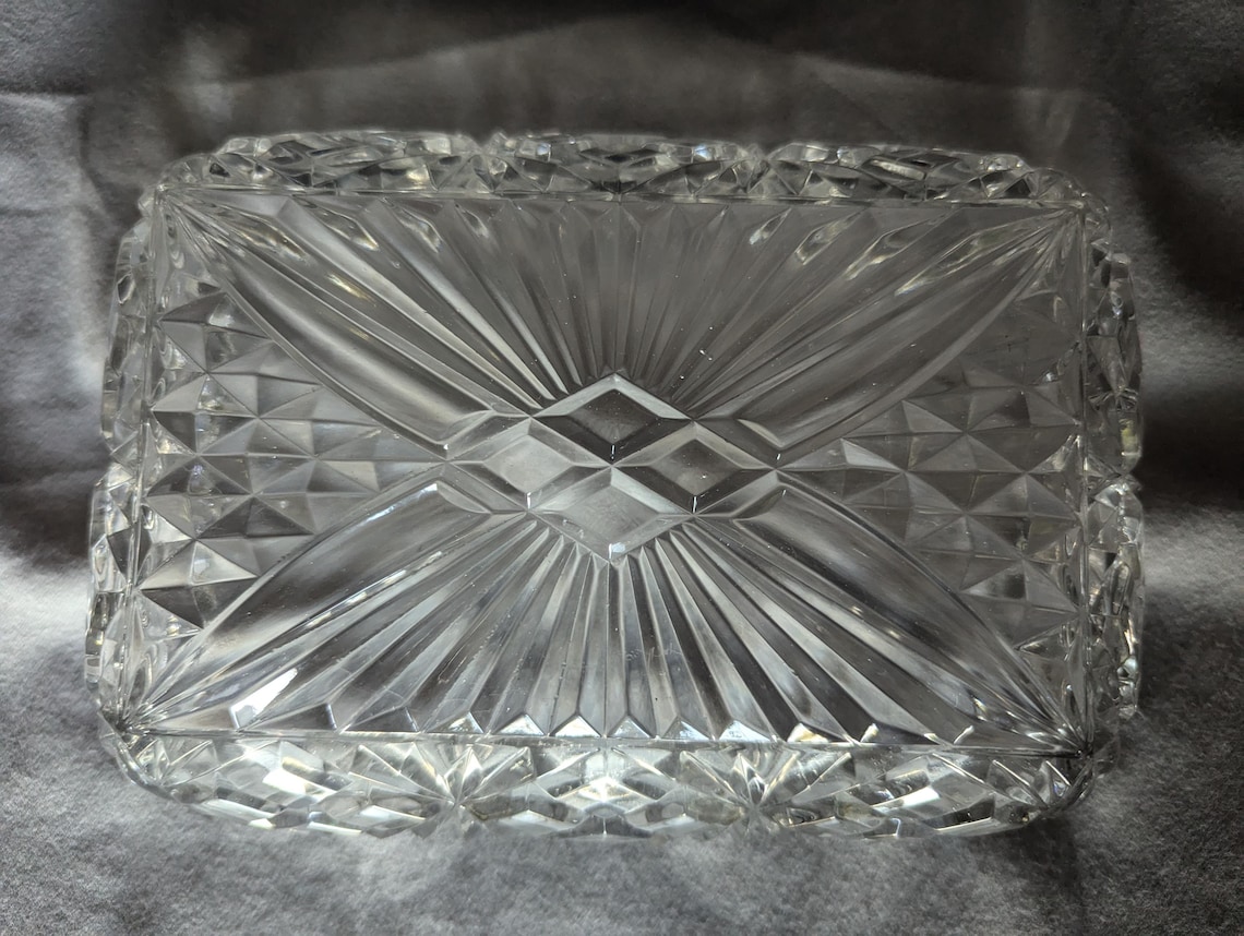 Vintage Cut Glass Serving Dish - Etsy