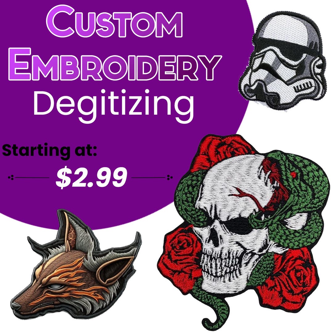 Custom Embroidery Digitizing / Custom Embroidery Pattern/ Custom ...