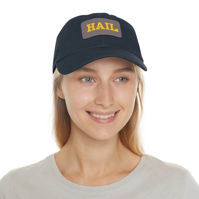 Michigan Football Dad Hat With Leather Patch, Go Blue Wolverine Cap ...