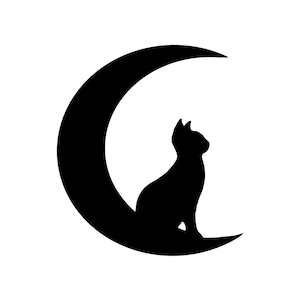 Cat on Moon SVG: Celestial Vector Files (digital Download) - Etsy
