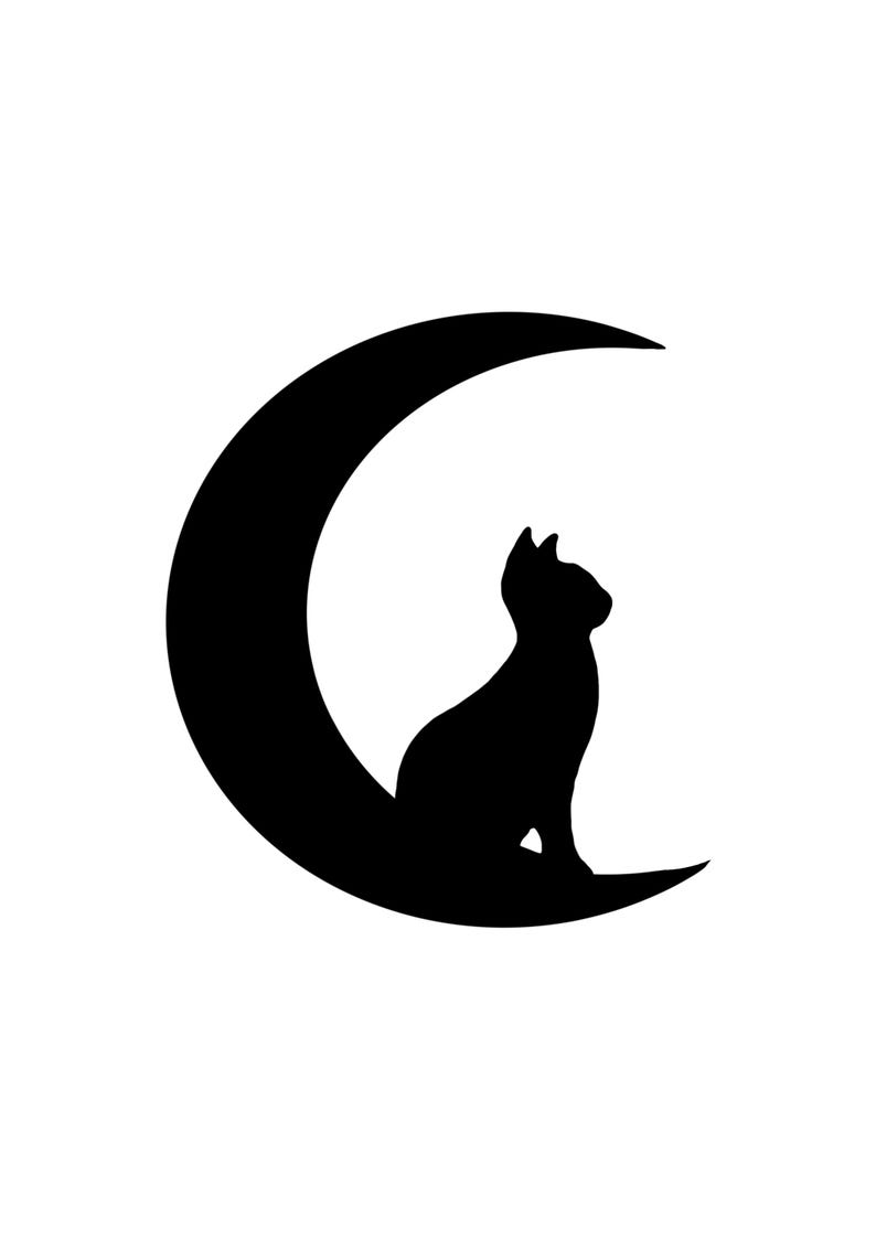 Cat on Moon SVG: Celestial Vector Files (digital Download) - Etsy