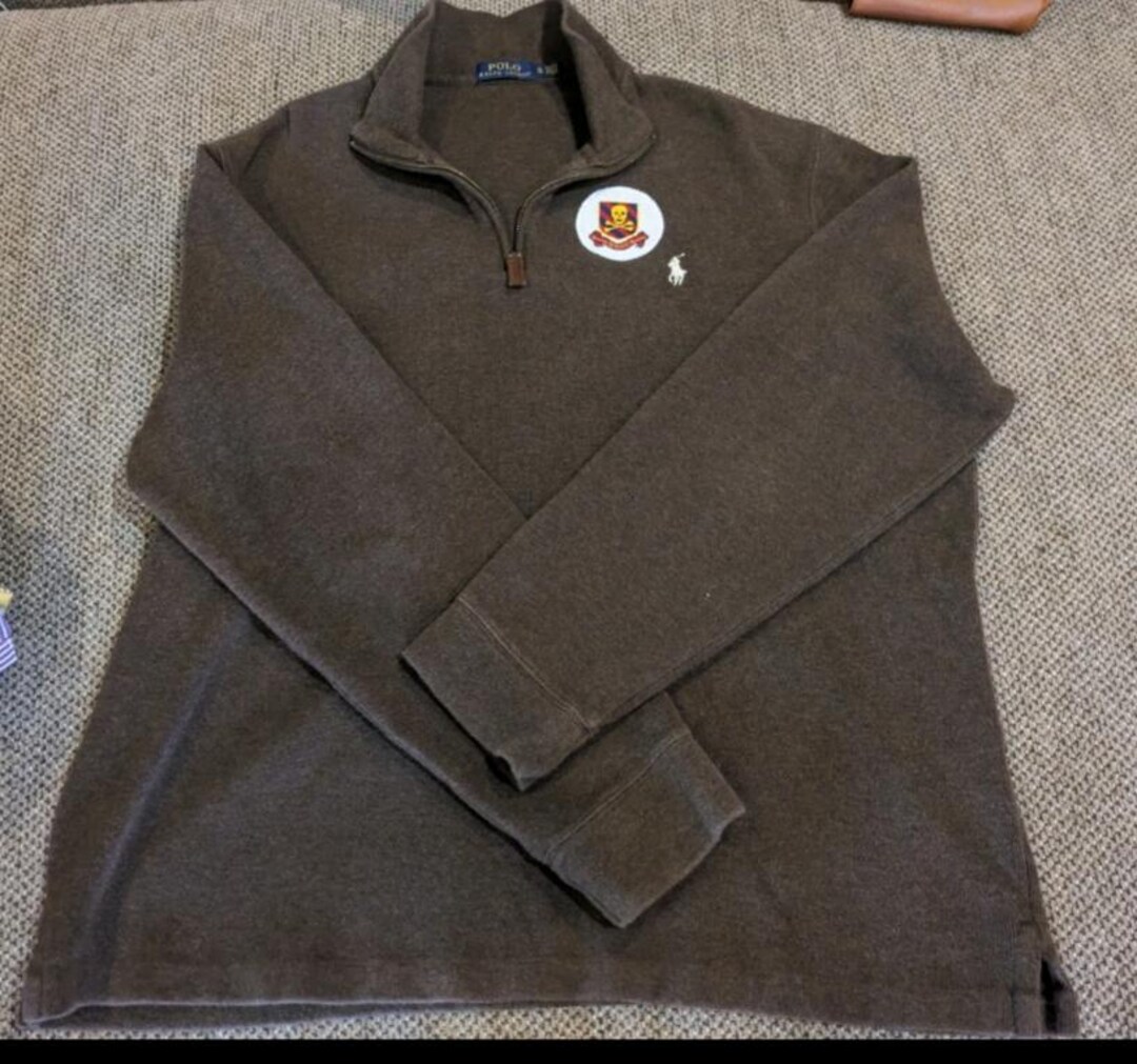 Men's Ralph Lauren Polo Quarter Zip Sweater. Brown Sz XL With Custom ...