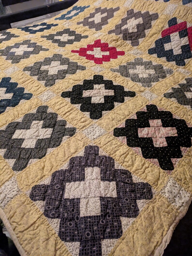 Antique Chimney Sweep Patchwork Quilt. Hand Pieced and Quilted. Full ...