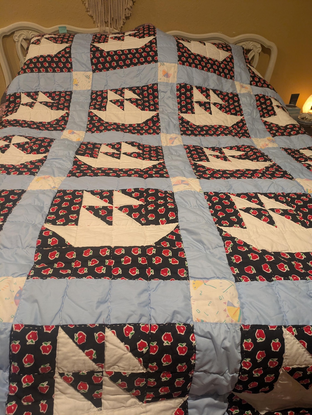 Vintage 'sailboat' Patchwork Quilt. Full Size - Etsy