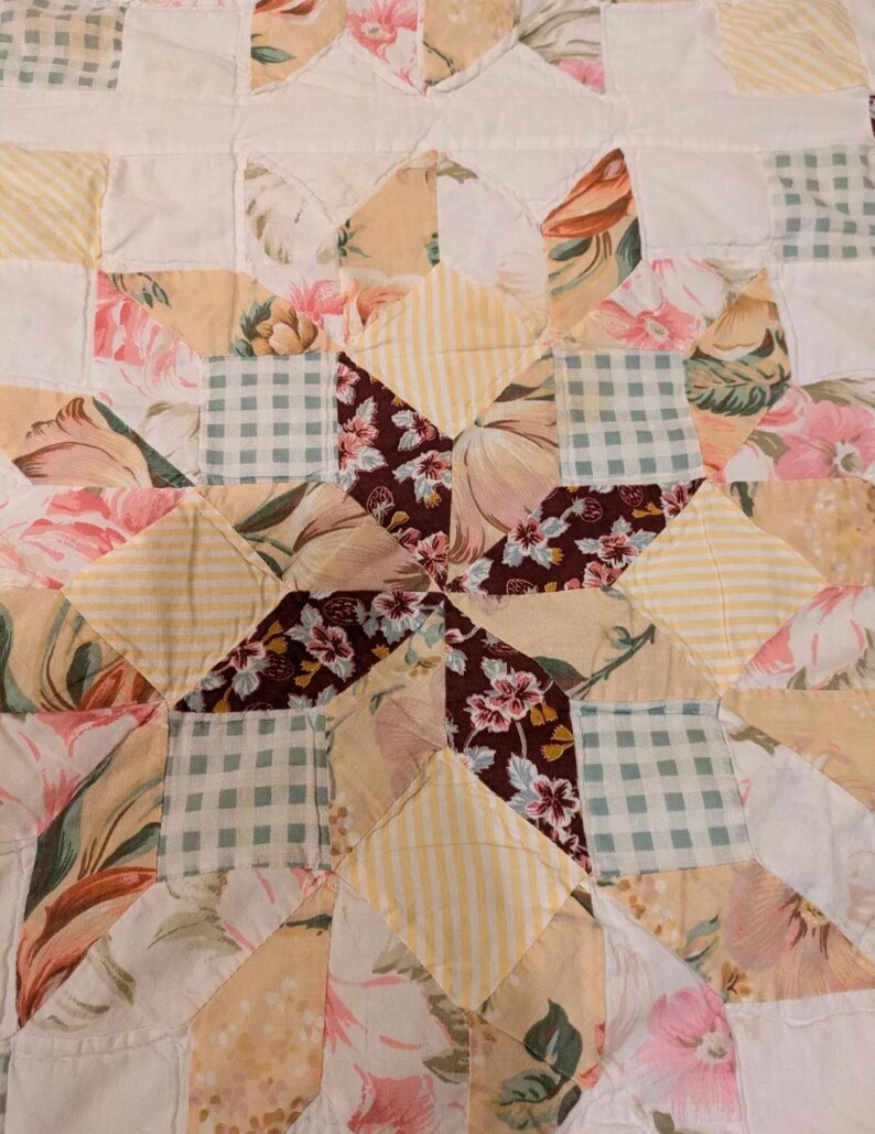 Vintage Starburst Patchwork Quilt Queen Size 86x94 - Etsy