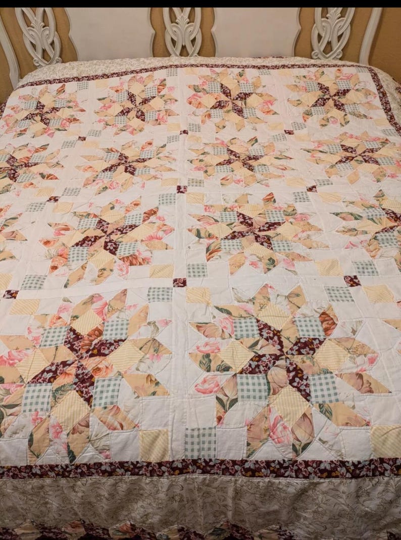 Vintage Starburst Patchwork Quilt Queen Size 86x94 - Etsy