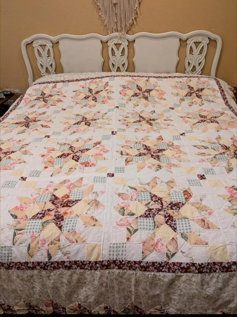 Vintage Starburst Patchwork Quilt Queen Size 86x94 - Etsy