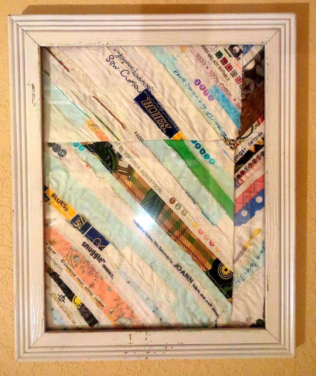 Framed Patchwork Scrap Strip Quilt Wall Hanger 16*13.3" - Etsy