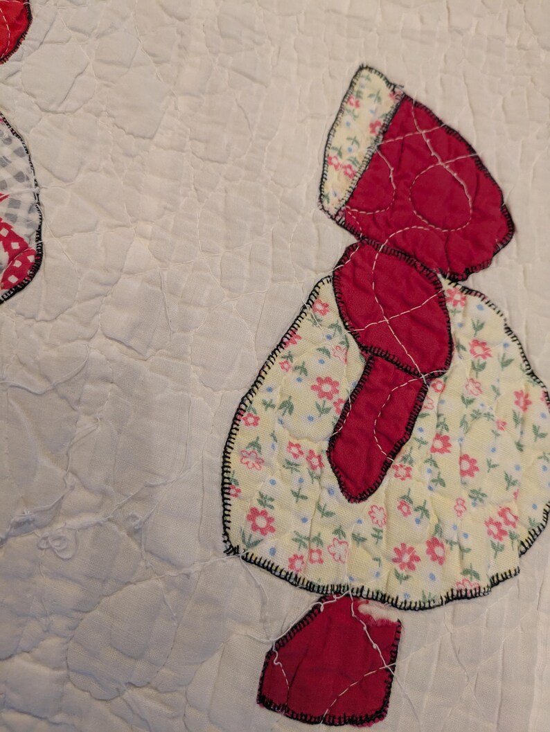 Antique Homemade Bonnet Girl Patchwork Quilt. Throw Sz With Great ...
