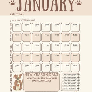 Dog Theme Fillable Monthly Calendar – Kids Planner (canva Editable PDF ...