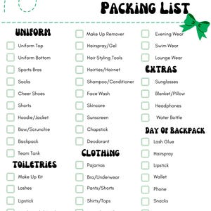 Cheer Competition Packing List, Cheerleading - Etsy