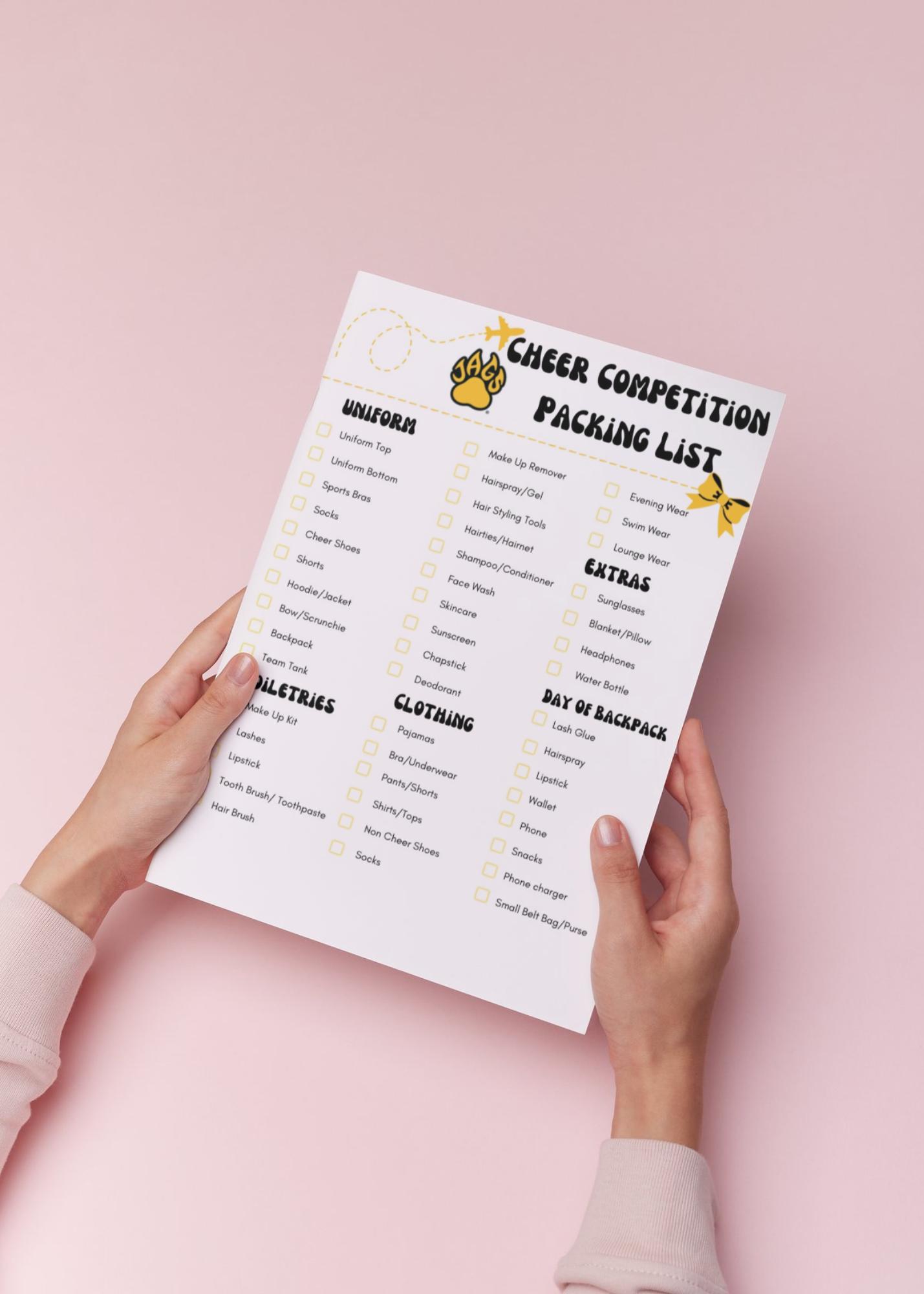Cheer Competition Packing List, Cheerleading - Etsy