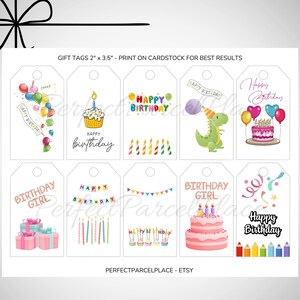 Instant Download 10 Simple Birthday Gift Tag Bundle Printable Birthday ...