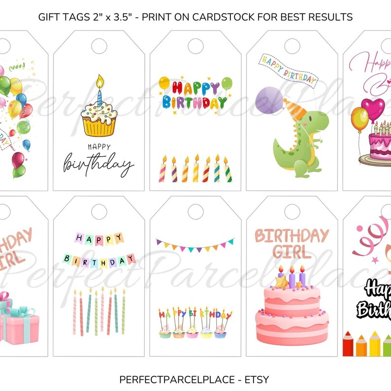 Instant Download 10 Simple Birthday Gift Tag Bundle Printable Birthday ...