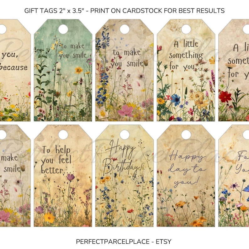 Floral Garden Gift Tags: Printable Variety Bundle (PDF) - Etsy