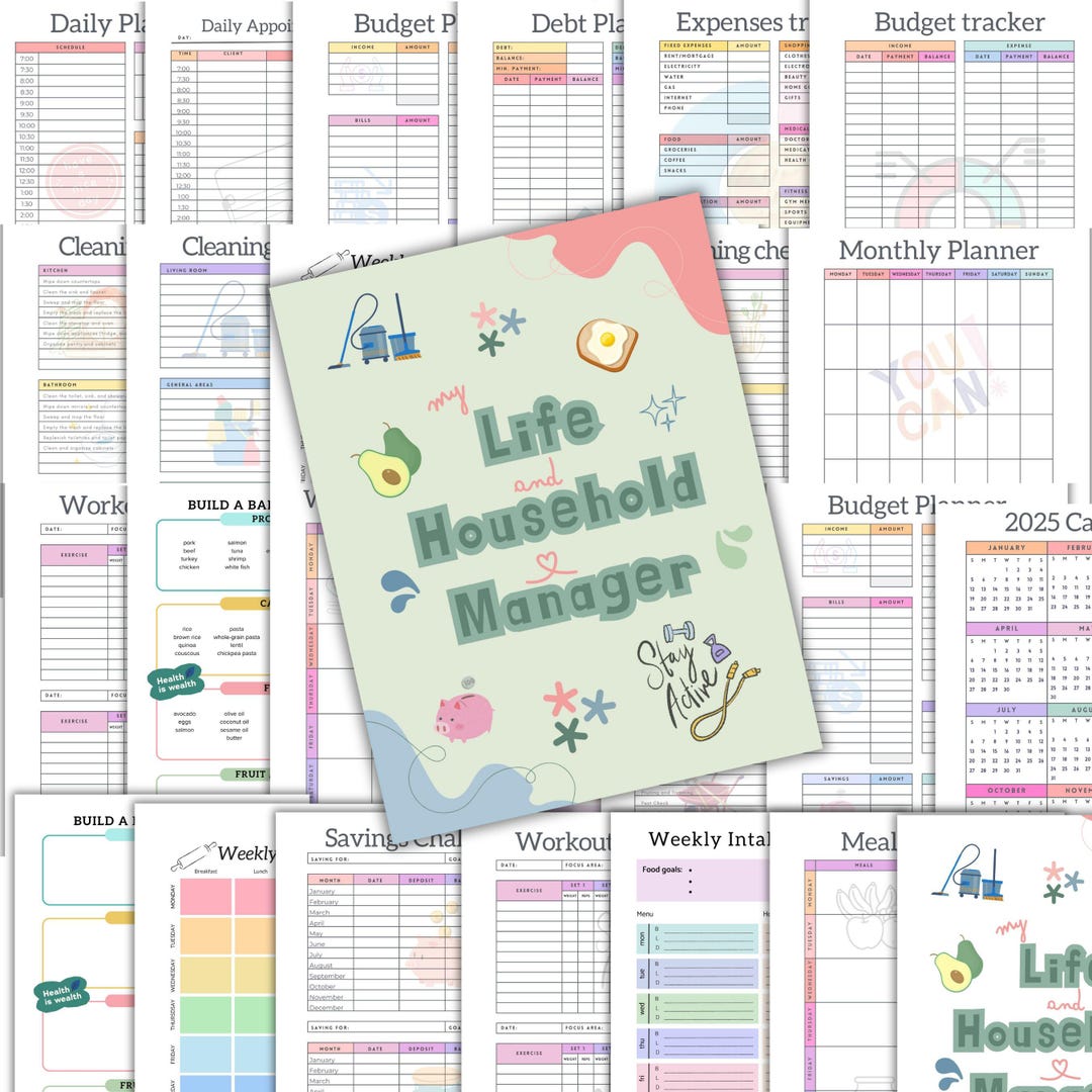 Printable Household Life Binder Digital Home Management Planner Insert ...