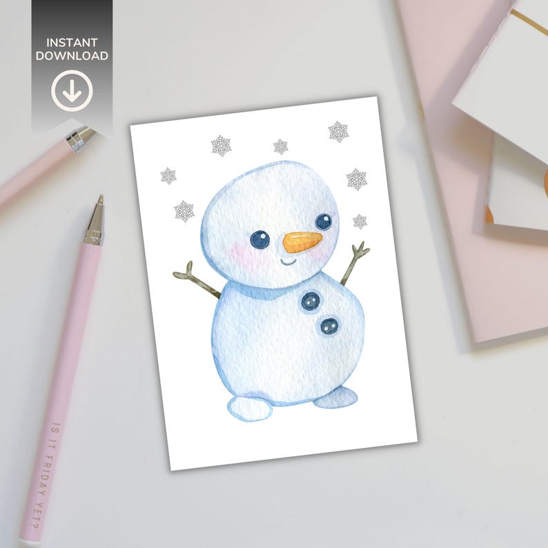 Printable Holiday Card Digital Download Greeting Card and Envelope ...
