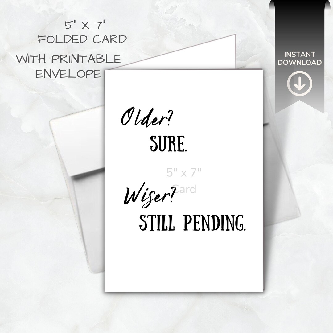 Printable Greeting Card Digital Download Birthday Card and Envelope ...