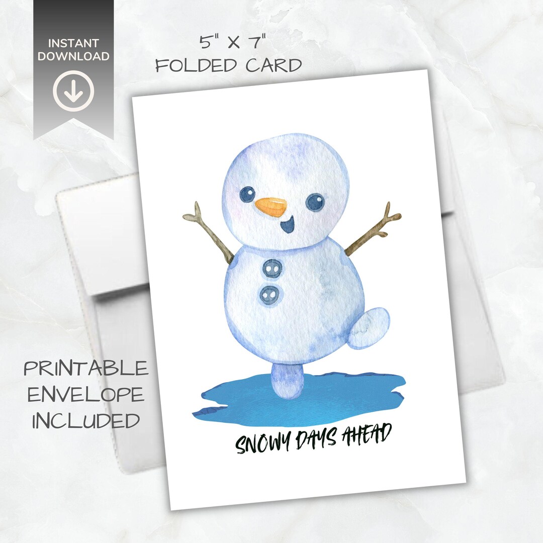 Printable Holiday Card Digital Download Greeting Card and Envelope ...