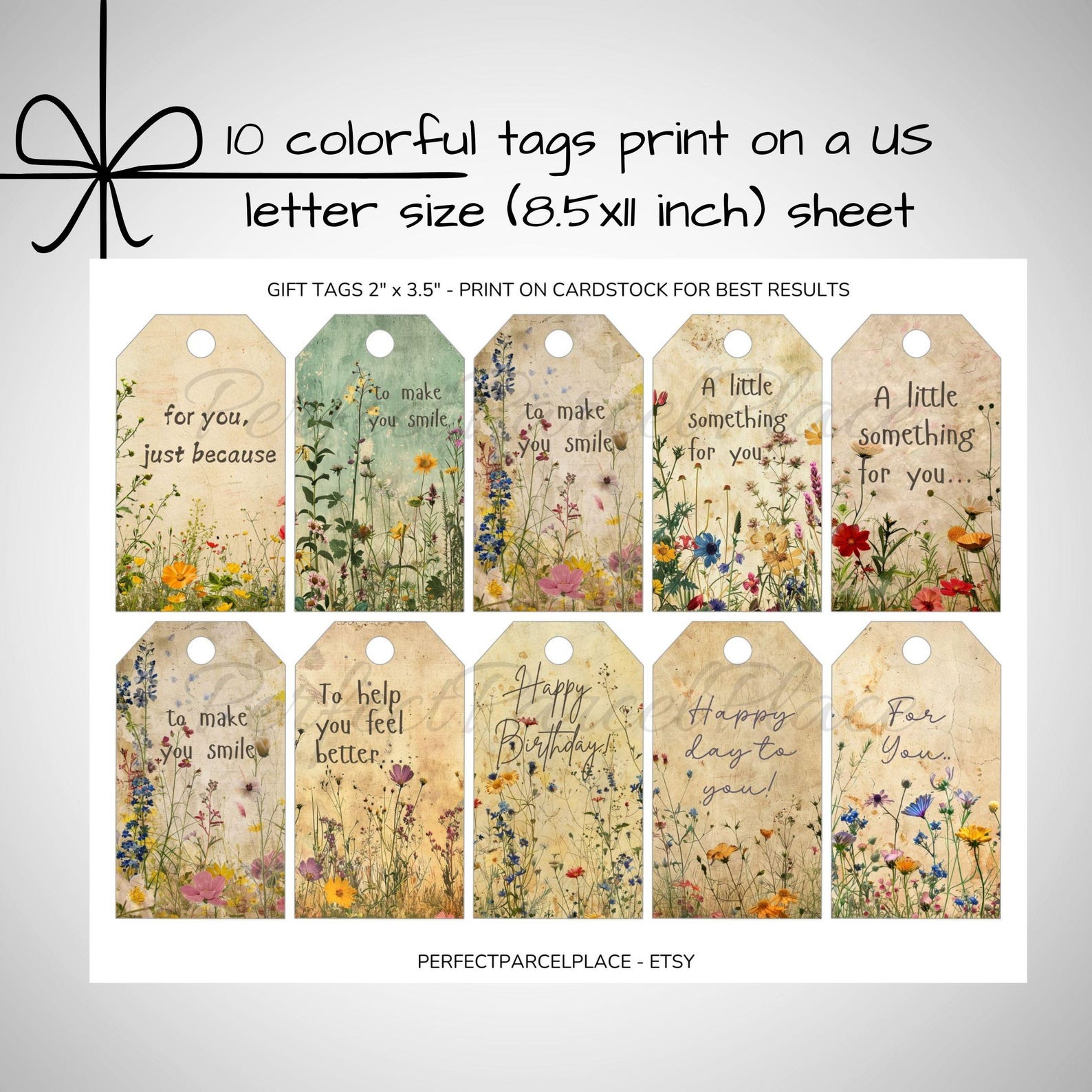 Floral Garden Gift Tags: Printable Variety Bundle (PDF) - Etsy