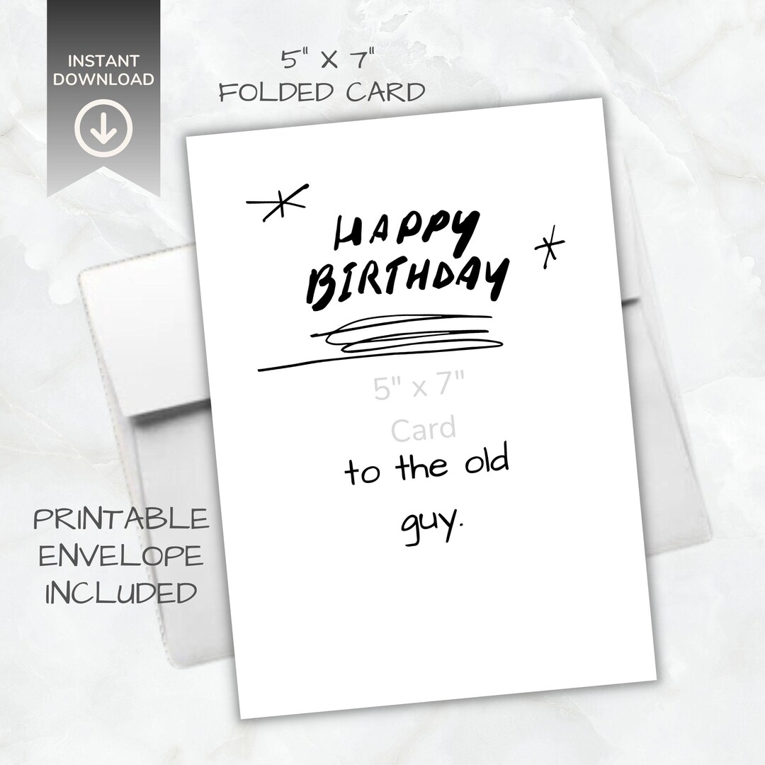 Printable Greeting Card Digital Download Birthday Card and Envelope ...